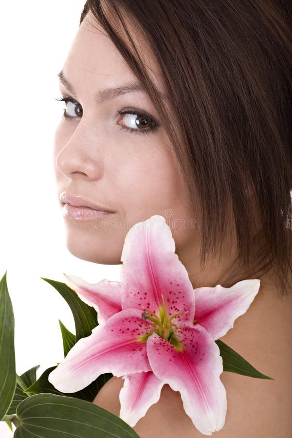 Beautiful Girl with Flower. Face. Stock Image - Image of girl, head ...