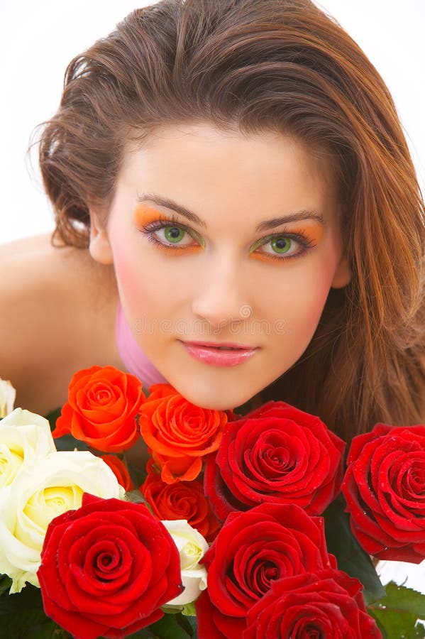 Beautiful Girl with Flowers Stock Image - Image of flowers, cute: 5878667