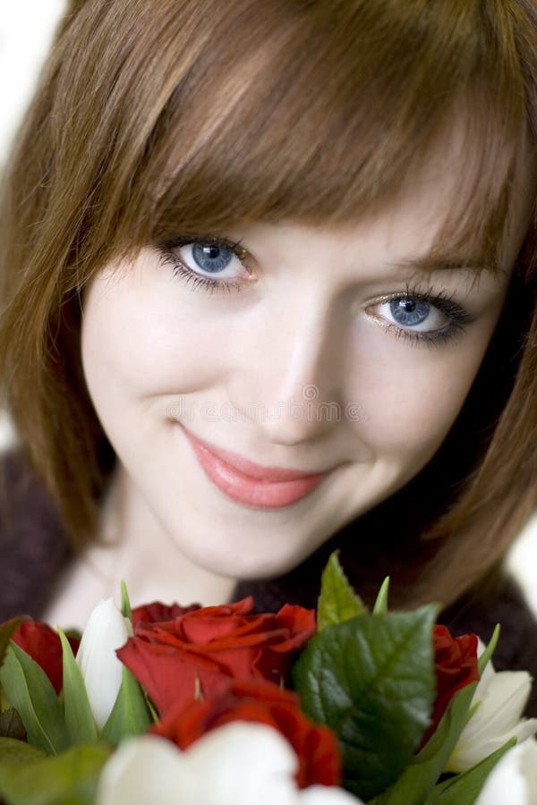 Beautiful Girl with Flowers Stock Image - Image of celebrate, pretty ...
