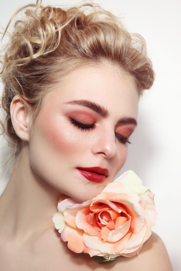 Beautiful Girl with Fresh Make-up Stock Image - Image of hairstyle ...