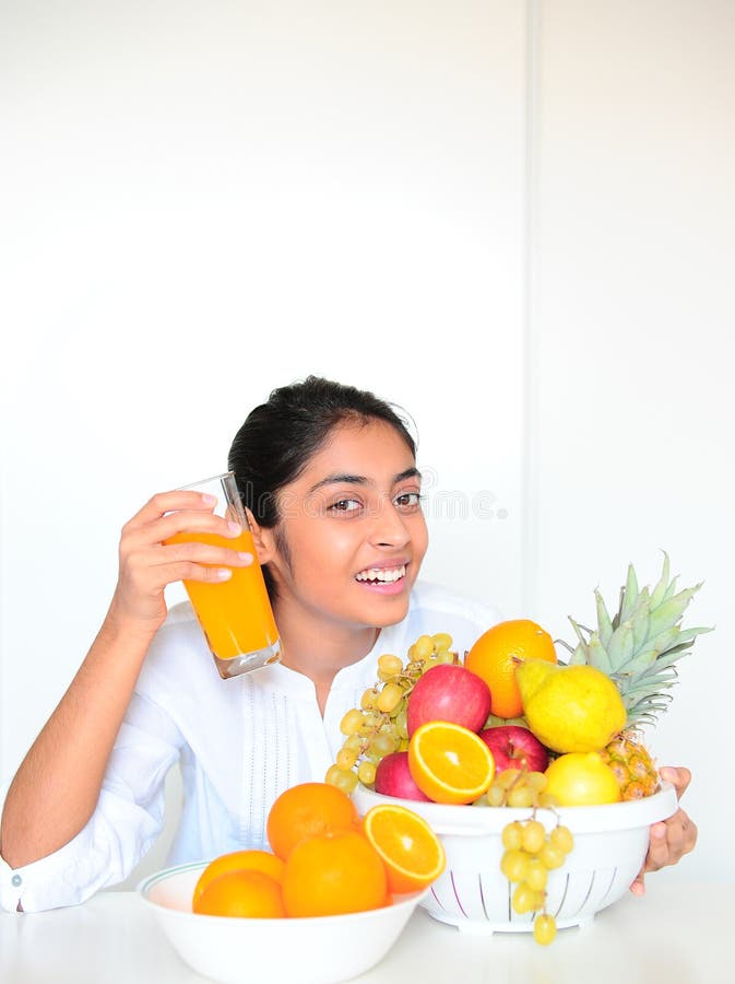 The Beautiful Girl with Fruits Stock Image - Image of care, food: 27917639