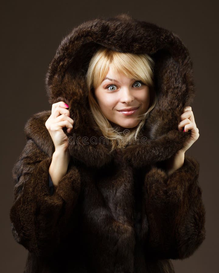 Beautiful Girl in a Fur Coat Stock Image - Image of adult, female: 61875269