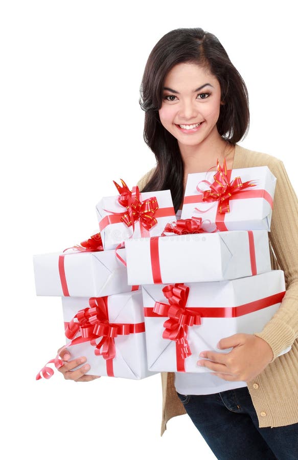 Beautiful Girl with a Gift Boxes Stock Image - Image of asian, girl ...