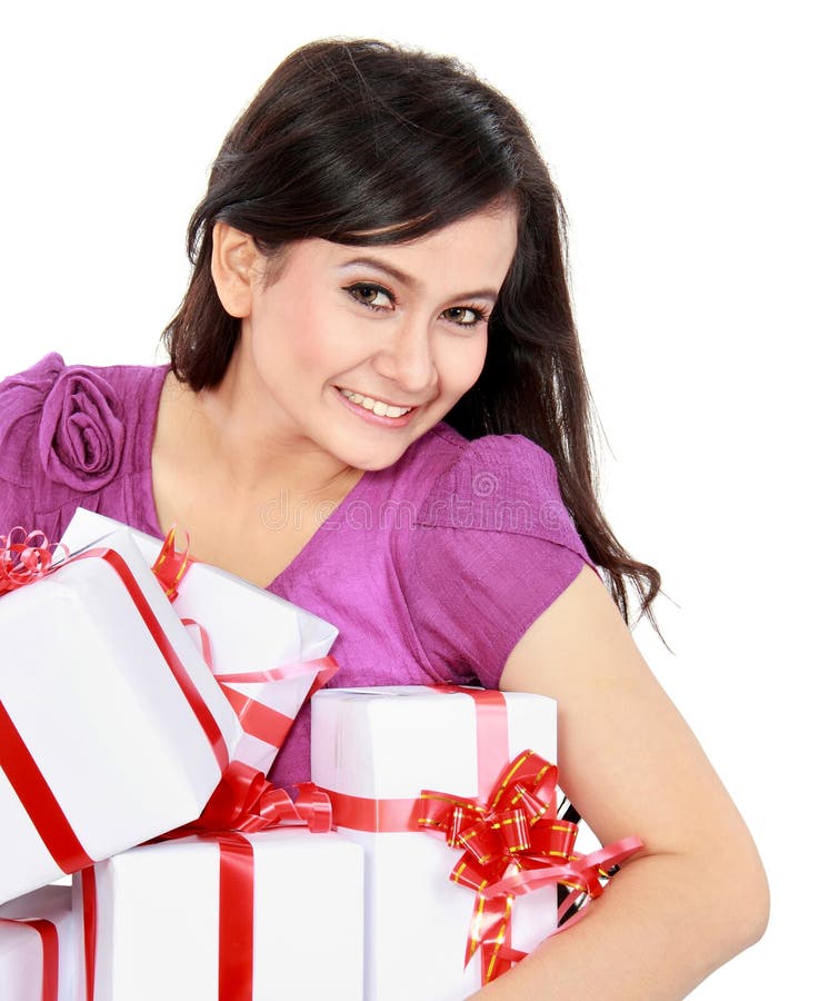 Beautiful Girl with a Gift Boxes Stock Image - Image of happy, adult ...