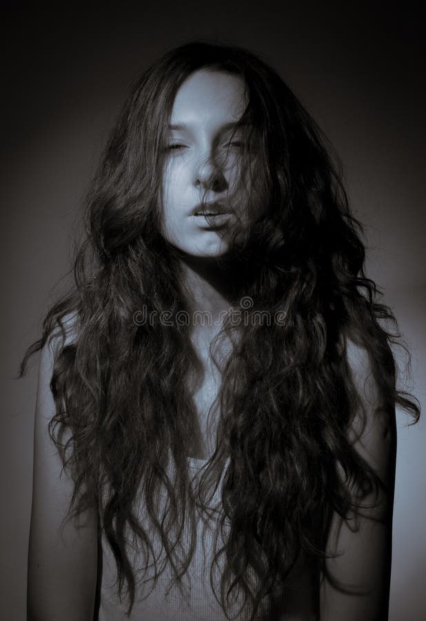 Beautiful Girl Gray Background. Stock Image - Image of teenagers, face ...