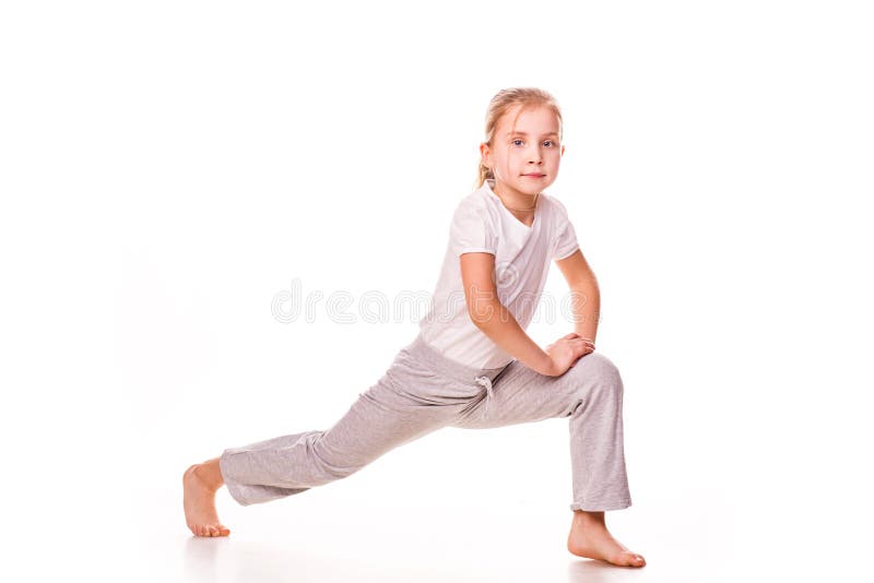 Beautiful Girl Gymnast Exercising, Stretching Stock Photo - Image of ...