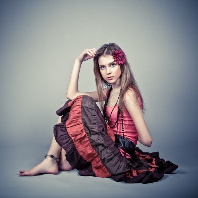 Beautiful gypsy teen stock image. Image of greeting, blond - 24155209