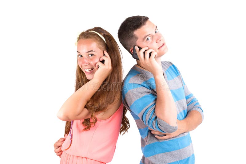 Beautiful Girl and Handsome Boy Calling Stock Image - Image of calling ...