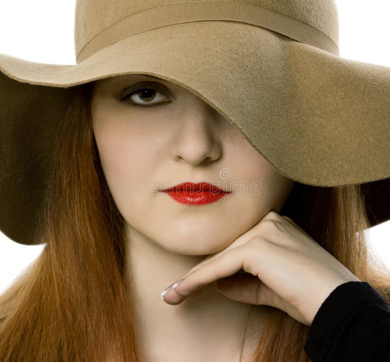The Beautiful Girl in a Hat Stock Image - Image of head, girl: 35923399