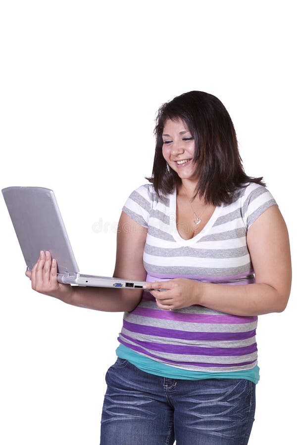 Beautiful Girl Holding a Laptop Stock Image - Image of laptop, space ...
