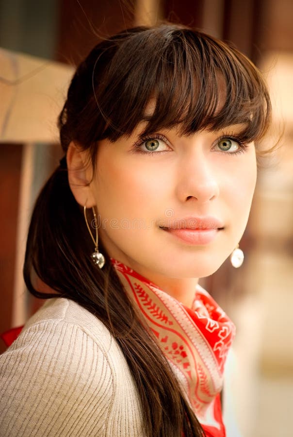 Beautiful Girl with Kerchief on Neck Stock Image - Image of hair, lady ...