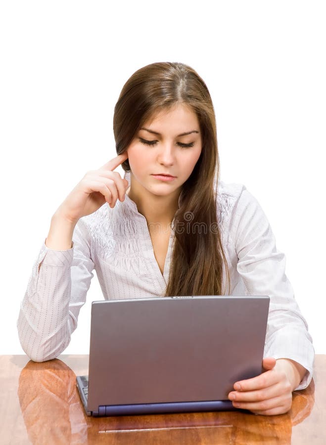 Beautiful girl with laptop stock image. Image of isolated - 16962777