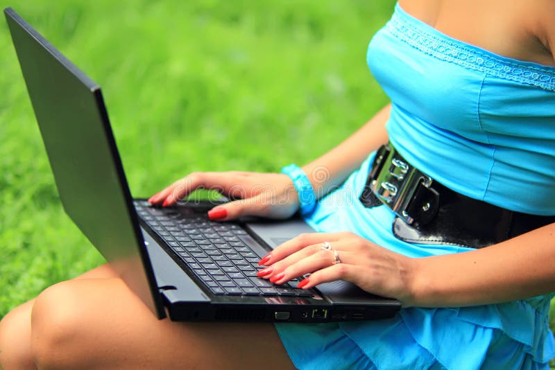 Beautiful girl with laptop stock image. Image of computer - 21791237