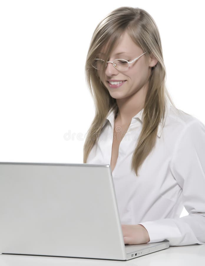 Beautiful Girl with Laptop stock image. Image of study - 5172005