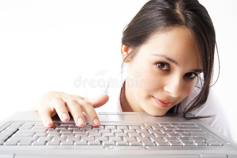 Beautiful Girl on laptop stock photo. Image of success - 7649014