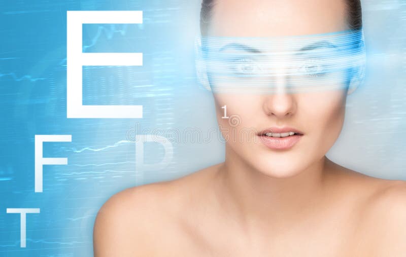 Beautiful Girl with a Laser Surgery Concept Stock Photo - Image of ...