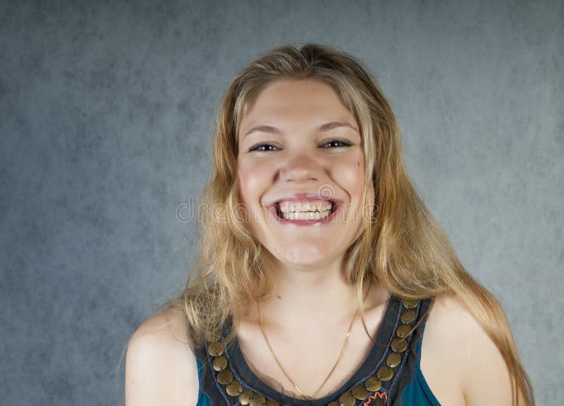 Beautiful Girl Laughing Happily Stock Image - Image of blonde, hair ...