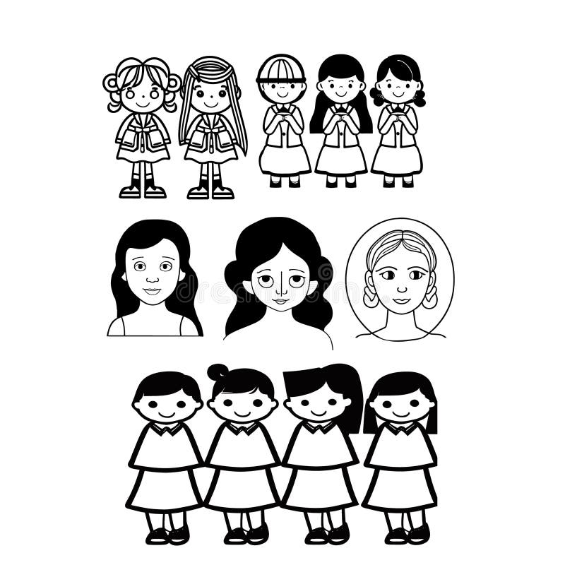 Beautiful Girl Line Art Vector Design Stock Vector - Illustration of ...