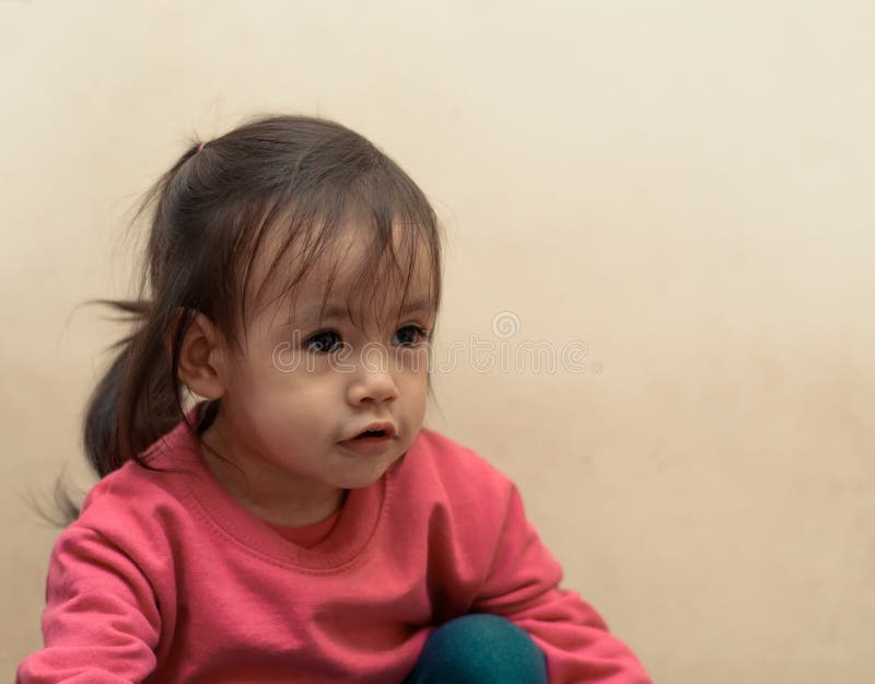 Beautiful Girl Looking Up, Space To Insert Text or Design Stock Photo ...