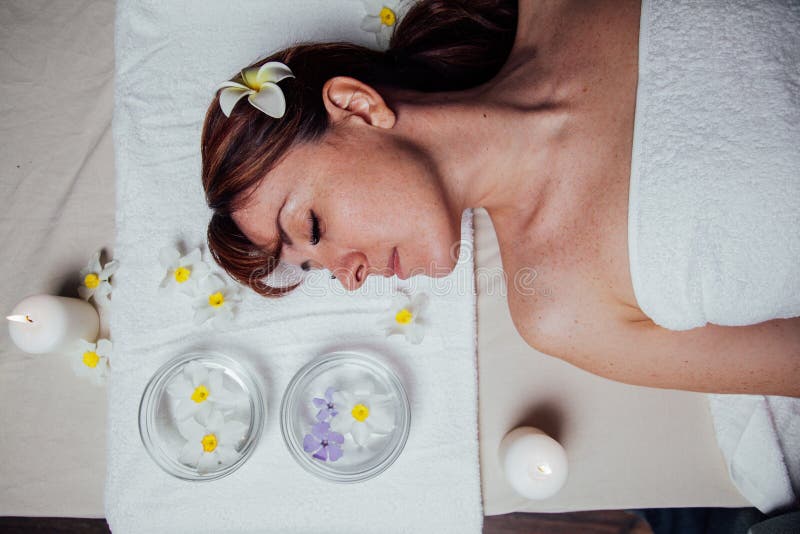The Beautiful Girl Lying in Spa Massage Sauna Stock Photo - Image of ...