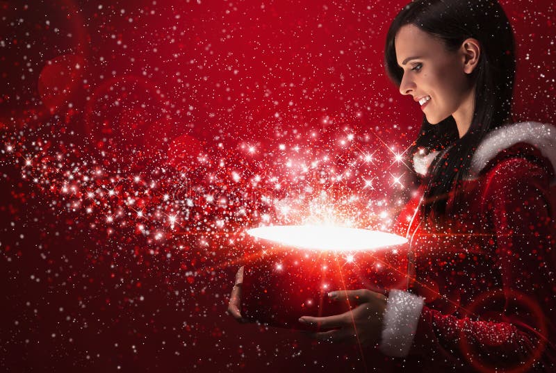 Beautiful Girl with Magic Box Stock Image - Image of gift, pretty: 62781413