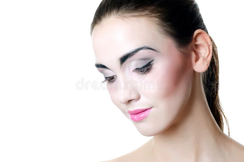 The Beautiful Girl with a Make-up of the Japanese Stock Photo - Image ...