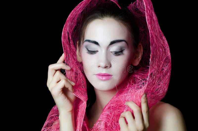 The Beautiful Girl with a Make-up of the Japanese Stock Image - Image ...
