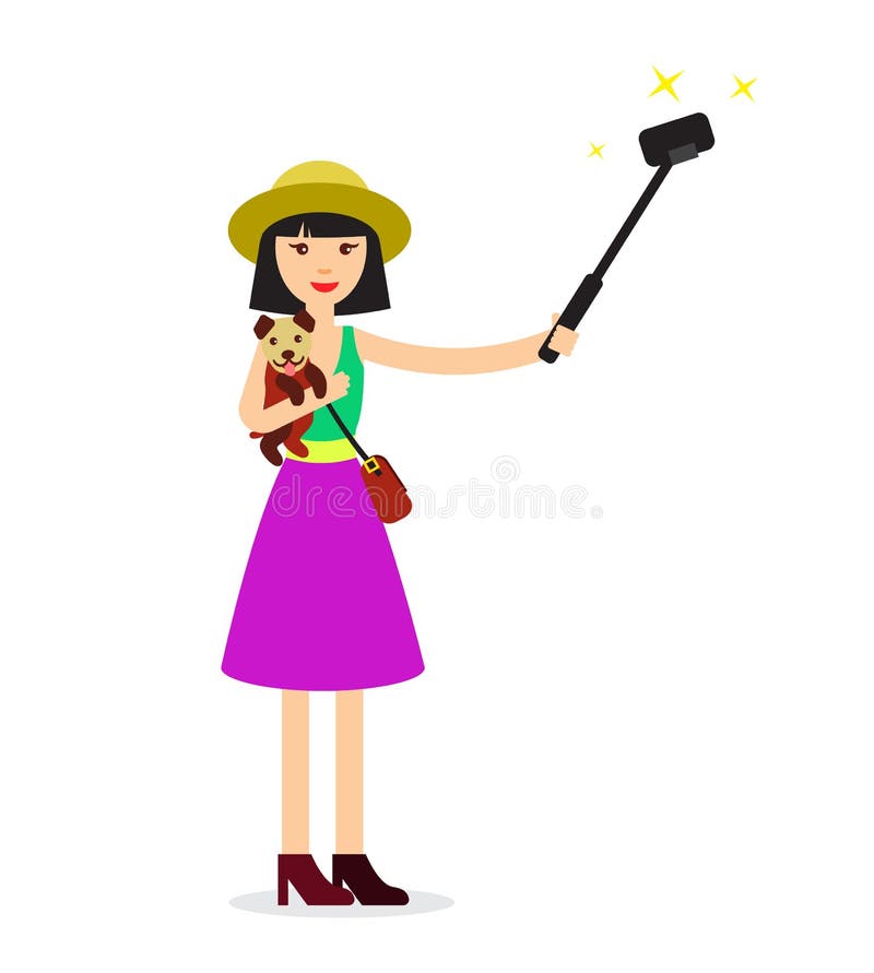 Cute Cartoon Girl Makes Selfie Stock Illustrations 265 Cute Cartoon