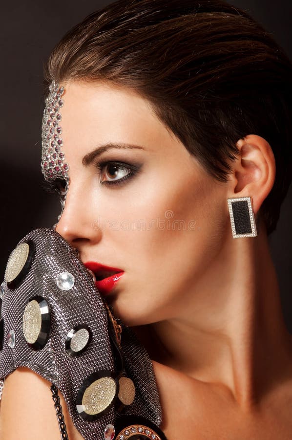 Beautiful Girl with Makeup with Crystals Stock Image - Image of luxury ...