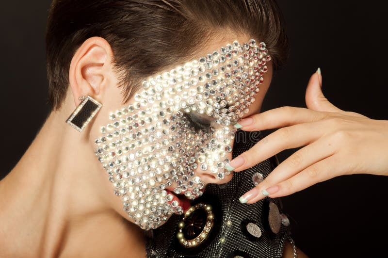 Beautiful Girl with Makeup with Crystals Stock Image - Image of luxury ...