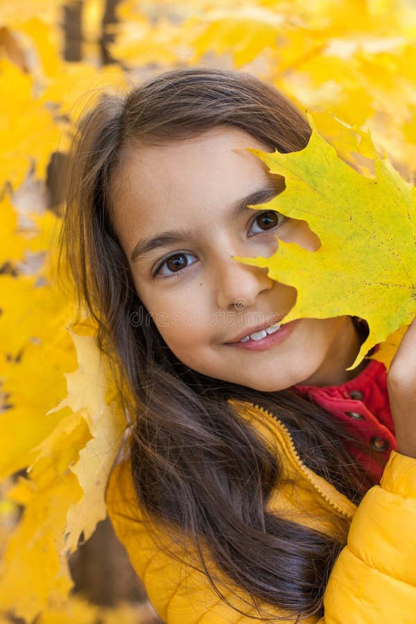 Beautiful Girl with Maple Leaves, Fall Park Stock Image - Image of ...