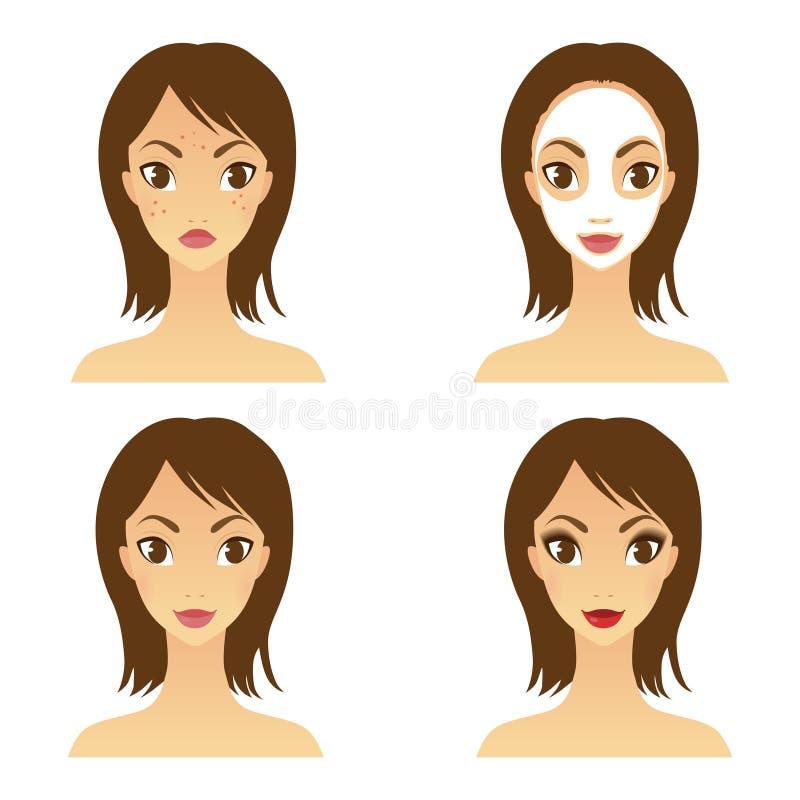 Beautiful Girl Mask with Rush and Makeup Stock Vector - Illustration of ...