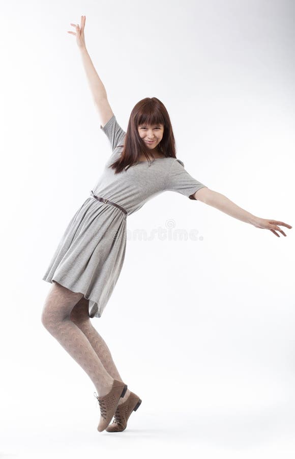 Beautiful Girl in Motion on White Backround Stock Image - Image of ...