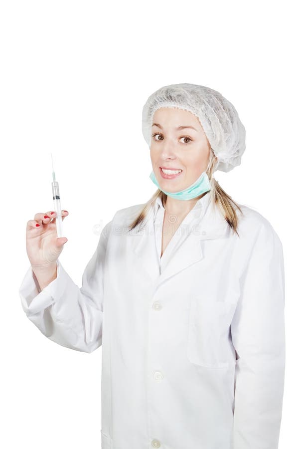 Pretty Nurse with an Injection and Uniform. Stock Image - Image of ...