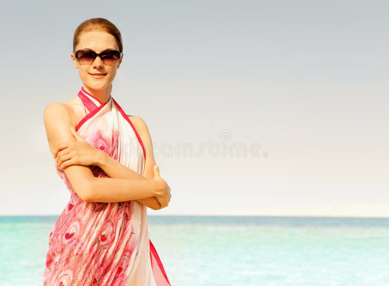 Girl in a Pareo on a Naked Body. Stock Image - Image of summer, nudism ...