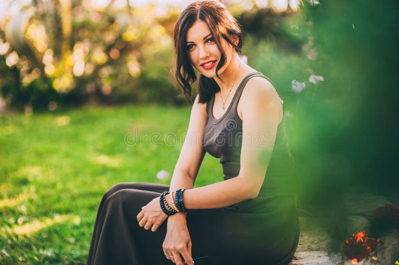 Beautiful girl in park stock image. Image of model, hair - 79611885