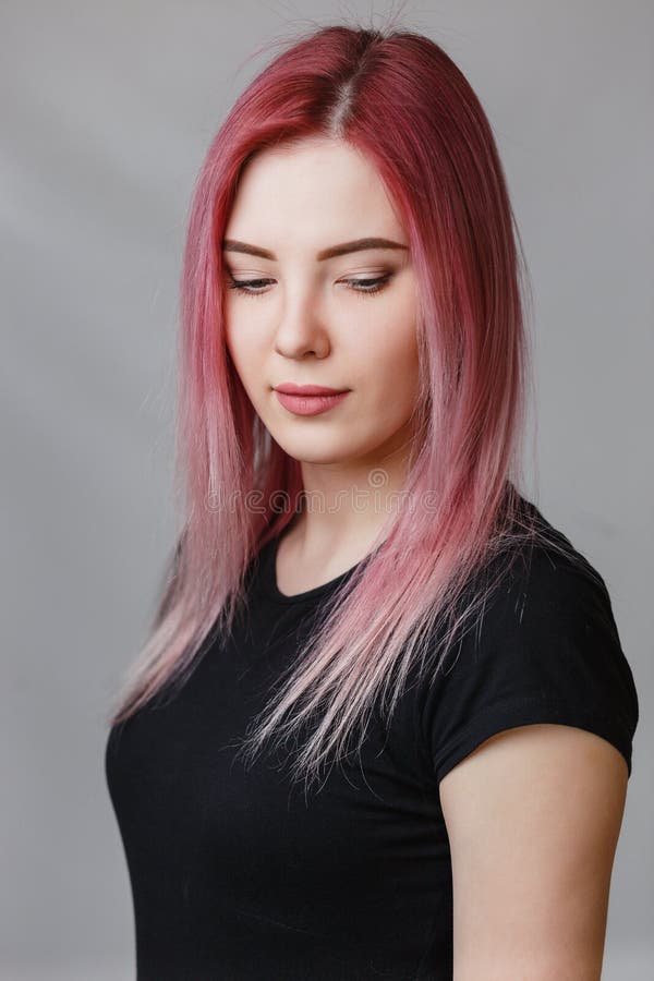 Beautiful Girl with Pink Hair Stock Photo - Image of face, attractive ...