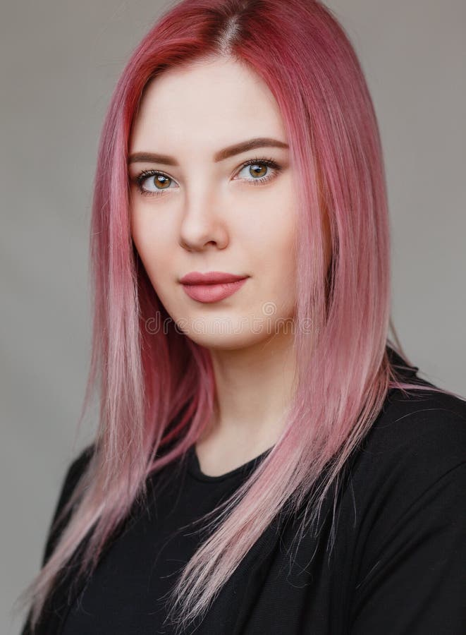 Beautiful Girl with Pink Hair Stock Image - Image of hand, model: 91930129