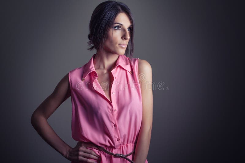 Beautiful Girl in Pink Posing Stock Image - Image of young, glamour ...