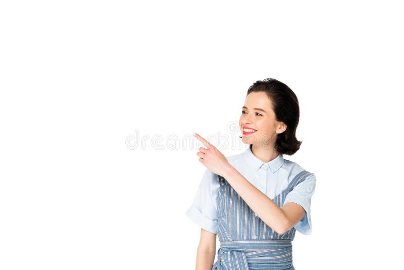 Beautiful Girl Pointing with Finger Stock Photo - Image of smiling ...