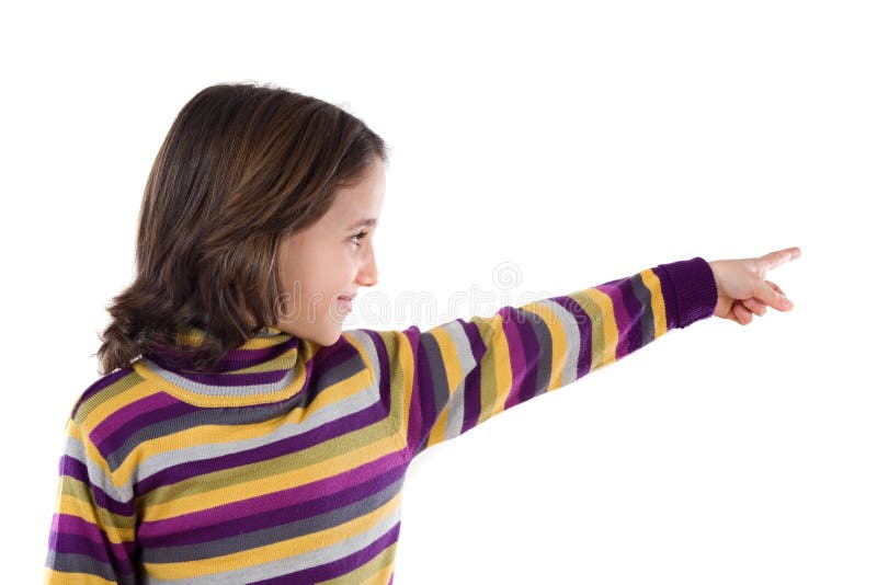 Beautiful Girl Pointing with Her Finger Stock Image - Image of indicate ...