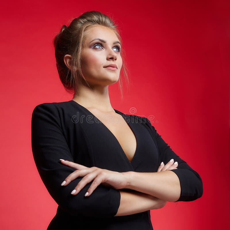 Beautiful Girl Posing in Front of the Camera. Studio Photo Shoot Stock ...