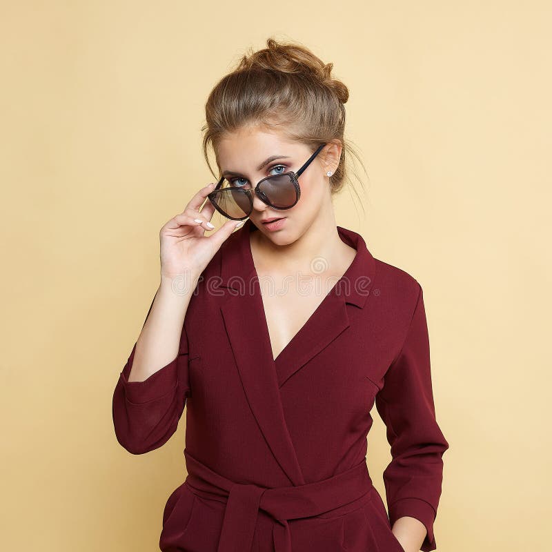 Beautiful Girl Posing in Front of the Camera. Studio Photo Shoot Stock ...