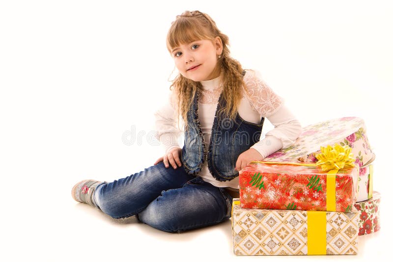 Beautiful Girl with Present Boxes Stock Image - Image of people ...