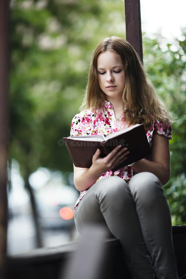 Beautiful Girl Reading Book Stock Photo - Image of happy, pretty: 38776922