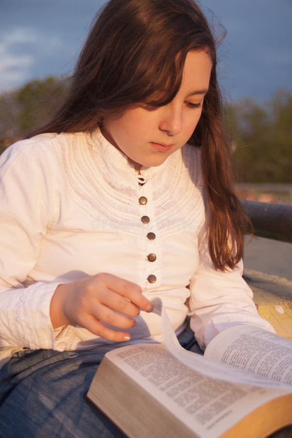 Beautiful Girl Reading Holy Bible Stock Image - Image of holybible ...