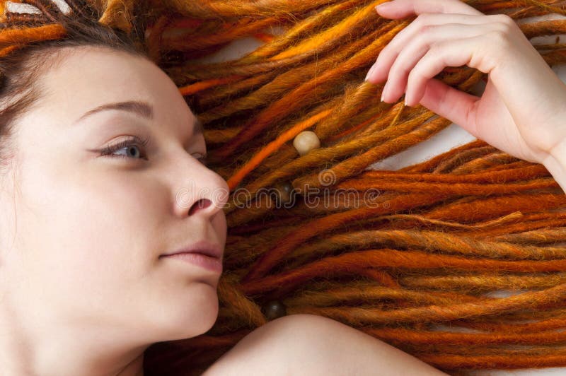 Beautiful Girl with Red Dreadlocks Stock Image - Image of flirtatious ...