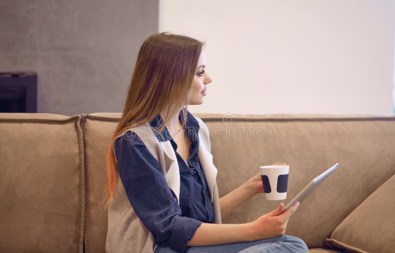 Beautiful Girl Resting on a Chic Couch Stock Photo - Image of napping ...