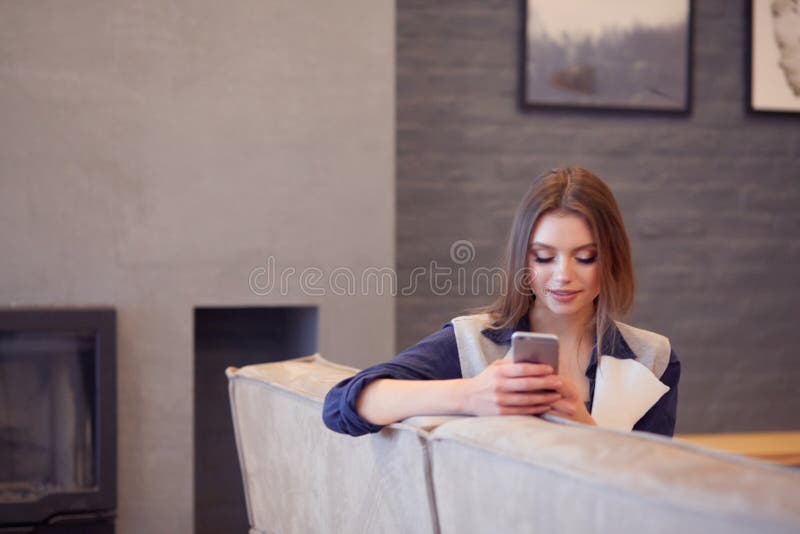 Beautiful Girl Resting on a Chic Couch Stock Image - Image of ...