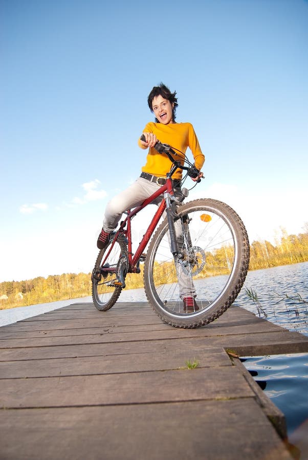 Beautiful Girl Riding Bicycle Stock Image - Image of girls, conscious ...
